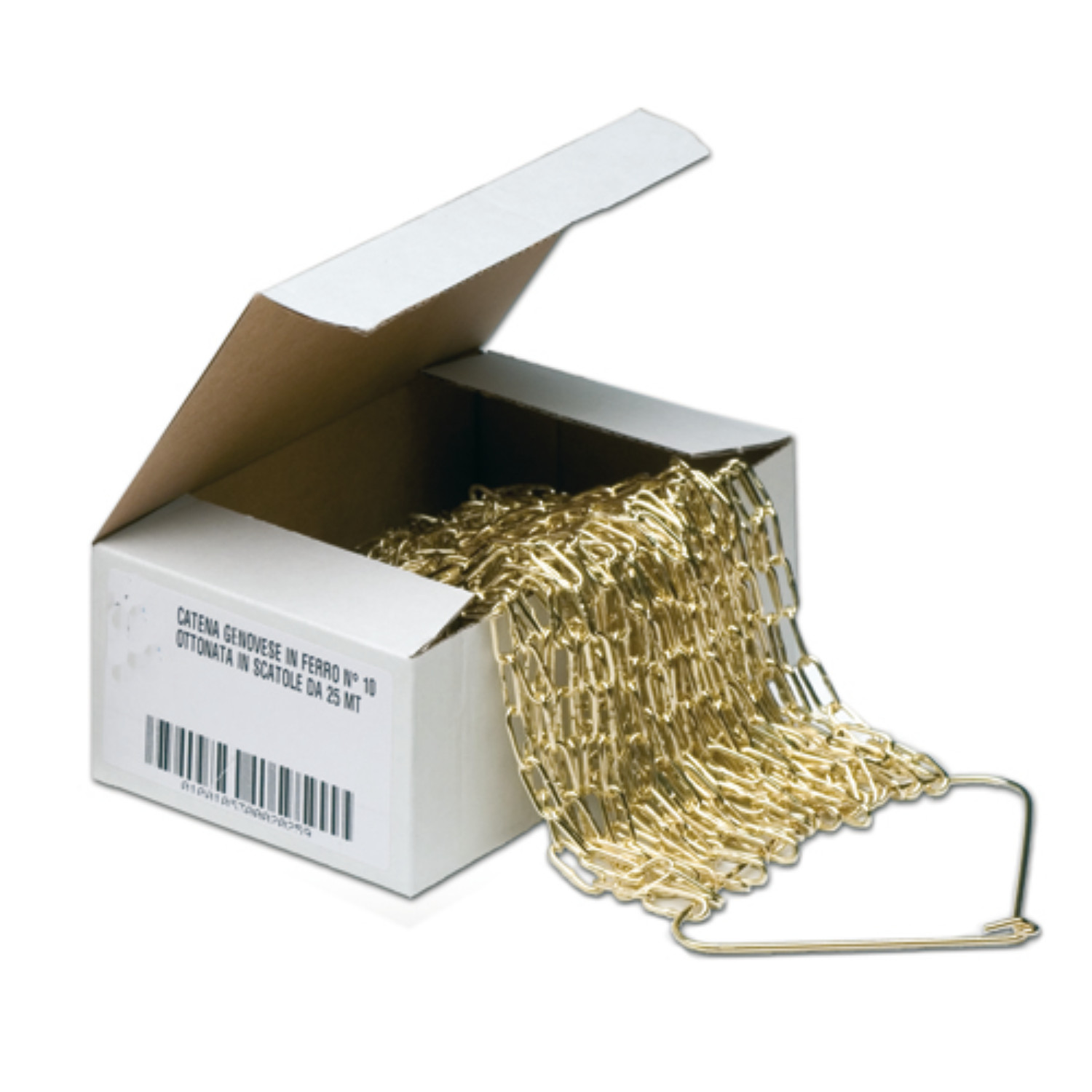 Genovese steel chain brassed-plated in boxes